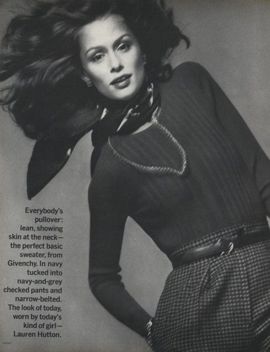 Lauren Hutton by Richard Avedon for US Vogue August 1973